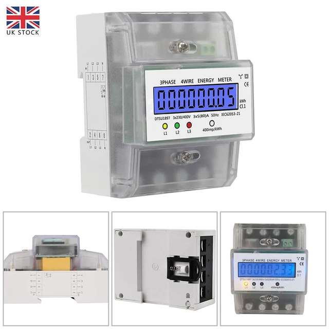 THREE PHASE ELECTRIC Meter 3x5 (80) A 230/400V Three Phase 4-Wire LCD ...