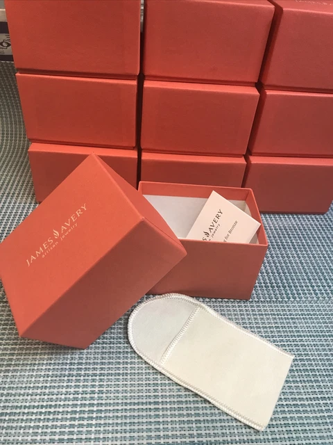 10 AUTHENTIC JAMES Avery Gift Boxes W/ Cards & Pouches 3 1/2x2 9/16x2 1 ...
