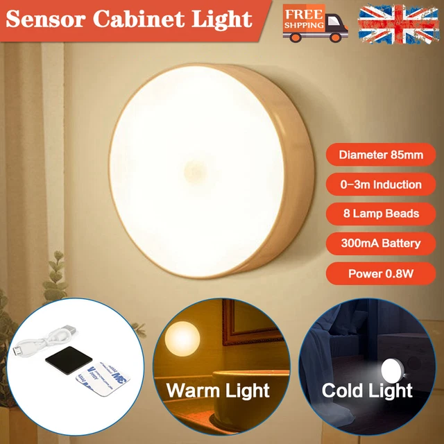 8 LED MOTION Sensor Wireless Night Light PIR Battery Lights Cabinet ...