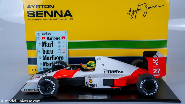 MINICHAMPS - 1:12 Mclaren Mp4/5B #27 Ayrton Senna World Champion 1990 £ ...