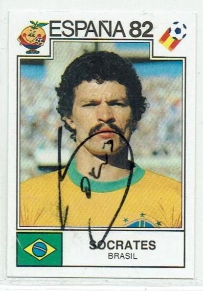 SOCRATES SIGNED 1982 Panini World Cup ESPANA 82 Sticker #374 BRAZIL £ ...