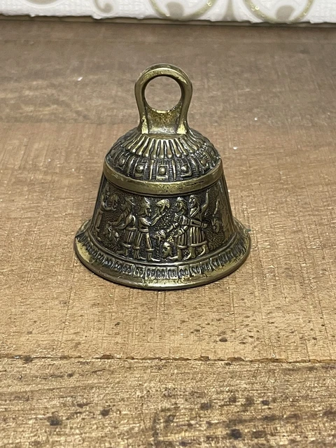 VINTAGE PEERAGE 'BEHEADING Slaughter Scene' Brass Biblical Sanctus Bell ...
