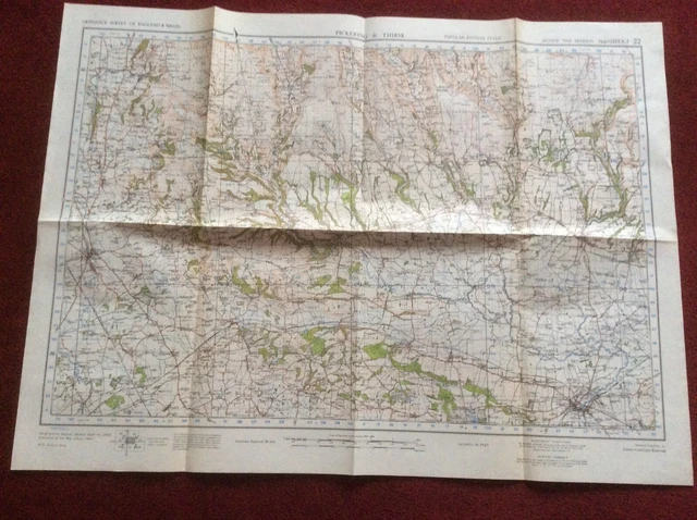 WW2 ORIGINAL BRITISH Army 1940 Military Map North Yorkshire Home Guard ...