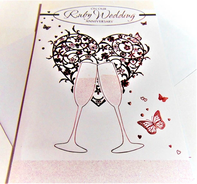 OUR RUBY 40TH Anniversary Greetings Card......On Our Ruby Wedding ...