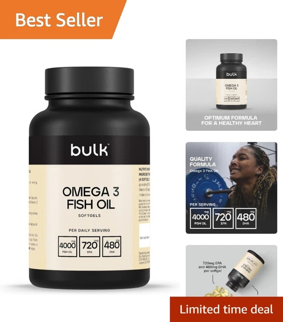 OMEGA 3 FISH Oil Softgels 1000 mg - 90 Count for Heart & Brain Health £ ...