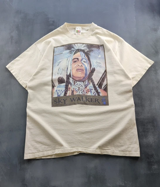 VINTAGE 1990S SKY Walker Mohawk Native American Heavyweight Cotton T ...