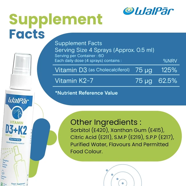 VITAMIN D3 K2 Fast Acting Oral Spray, 3000 IU + MK7 30 ml (Pack of 1) £ ...