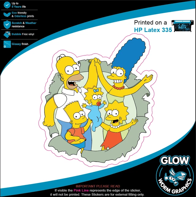 THE SIMPSONS HOMER Bart Breaking Through Wall Car Van Laptop Sticker ...