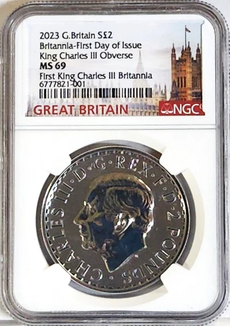 2023 2 POUND first silver britannia with king charles III ngc ms69 fdoi ...