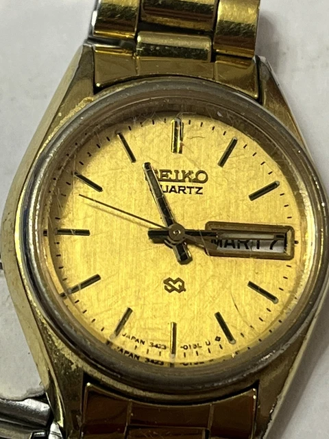 VINTAGE 1980'S SEIKO SQ Day Date Gold Tone Men's Watch Stainless Steel One Jewel $5.00 - PicClick CA