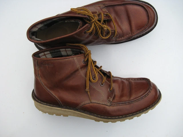 CLARKS POLYVELDT BROWN Leather Moc Toe Chukka Style Boots-Used G.c.c ...