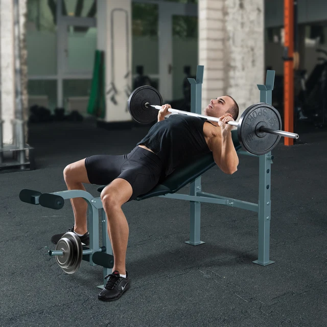 HOMCOM HEAVY DUTY Adjustable Multi Gym Chest Leg Arm Weight Bench w/4 ...