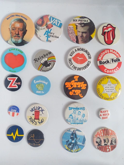 VINTAGE 1970S/80S PIN Badge Joblot (x20) £35.00 - PicClick UK