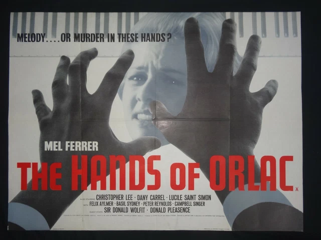 THE HANDS OF Orlac 1960 Horror Christopher Lee Original Vintage Quad ...
