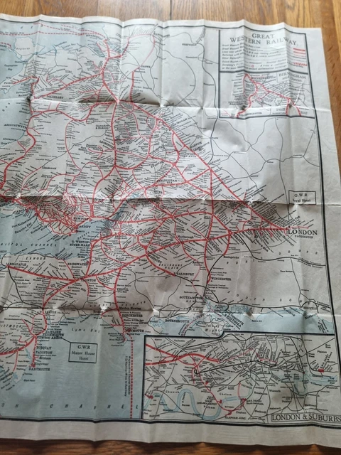 GWR GREAT WESTERN Railway Map with sleeve 'Map of G.W.R. system' £10.00 ...