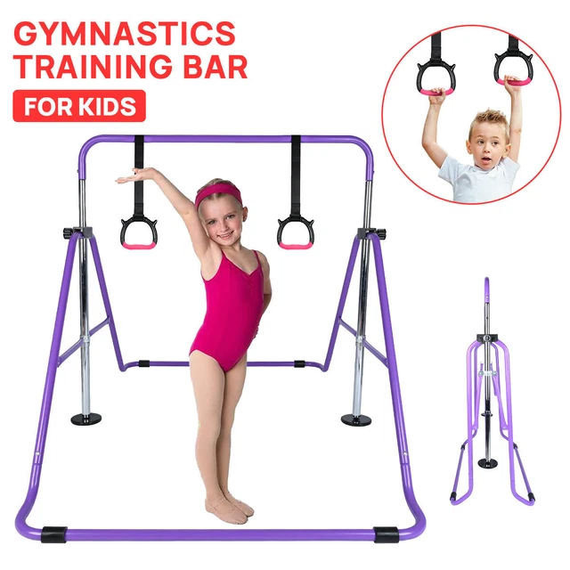 UK KIDS JUNIOR Gymnastics Bar Adjustable Horizontal High Bars Training ...
