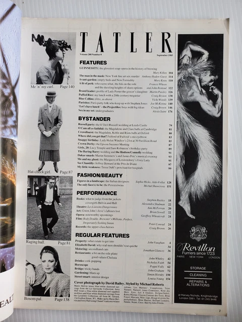 1985 UK TATLER magazine JERRY HALL Marie Helvin Yasmin Le Bon Jackie ...