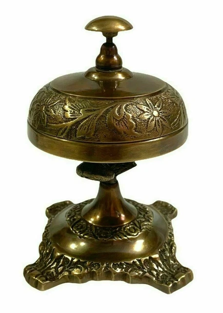 BELL DESK COUNTER Brass Hotel Service Table Bells Réception Office ...