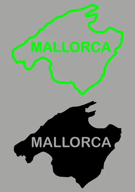 AUFKLEBER STICKER MALLORCA Malle Umriss Insel Urlaub für Auto Wohnmobil ...
