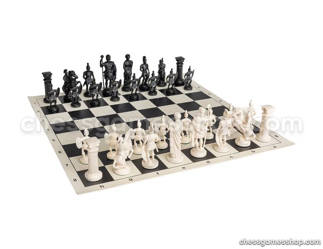 ROMAN CHESS SET - chess Board B/W- Size 17,3" + roman chess Pieces 3,75 ...