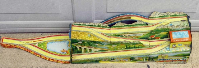 VINTAGE TECHNOFIX 1950S 1960S Alpine Express Station Tin Litho Toy ...