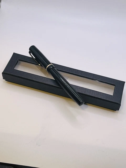 MABIE TODD SWAN Self Filler Fountain Pen Black GT 14ct Gold Broad Flex ...