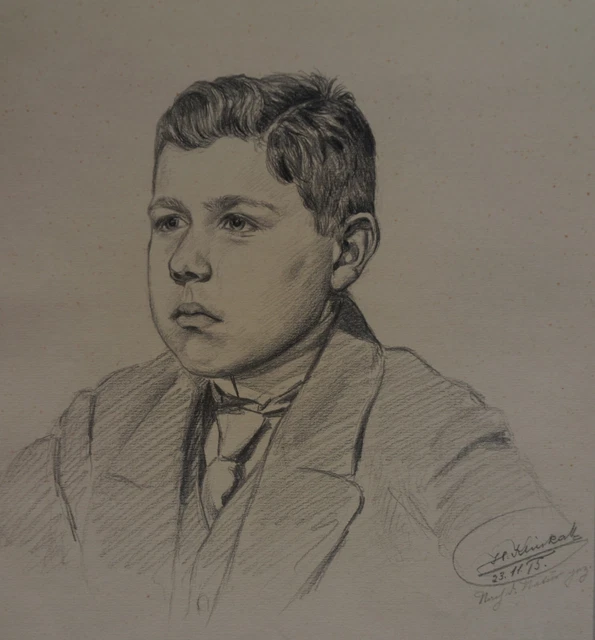 JOHANNES KLINKA, KNABENPORTRAIT, 1915, Charcoal Drawing £52.53 ...