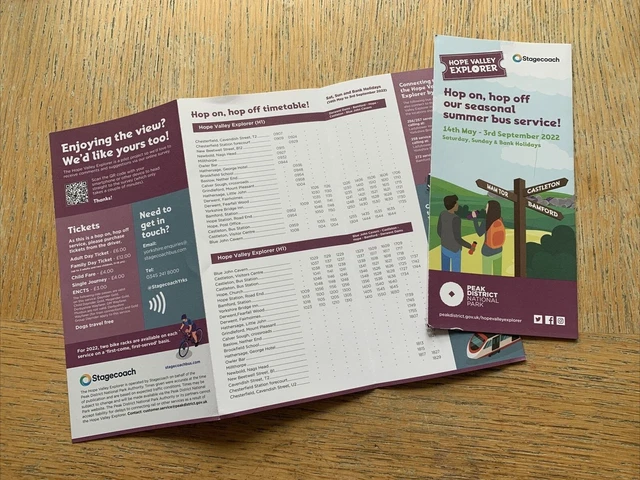 STAGECOACH HOPE VALLEY Explorer bus timetable Summer 2022 edition £1.35 ...