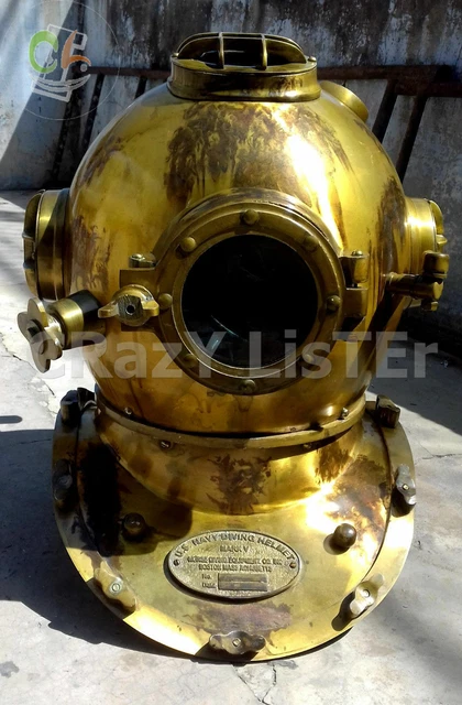 ANCIEN PLONGÉE DIVERS Massif Acier Casque Mark V Américain Marine ...