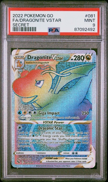 2022 POKEMON GO #081 Dragonite VSTAR - SECRET Rare Art Complet PSA 9 ...