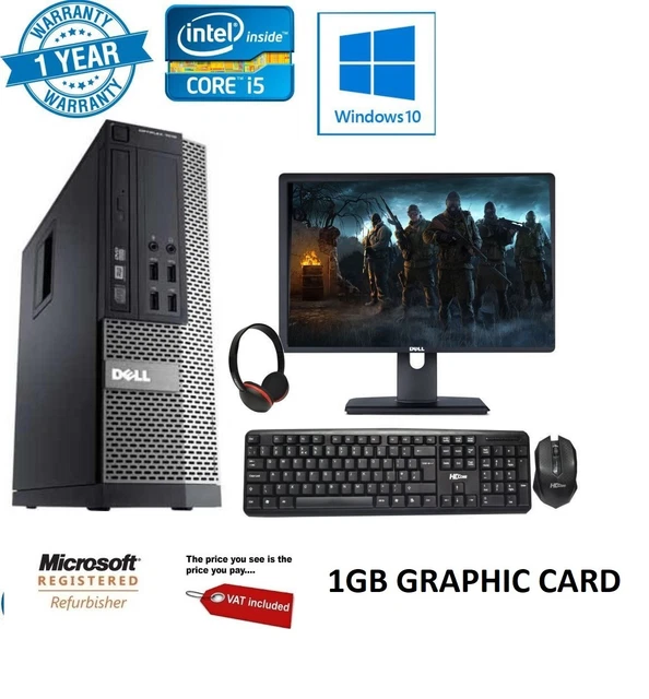 FAST GAMING DELL BUNDLE TOWER PC FULL SET COMPUTER SYSTEM INTEL i5 8GB ...