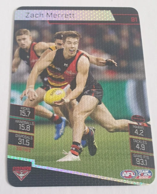 2022 TEAMCOACH ZACH Merrett Canvas Parallel Card - Essendon Bombers £8. ...