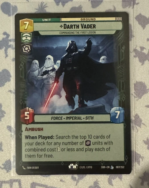 STAR WARS UNLIMITED: Darth Vader - Commanding the First Legion (87/252 ...