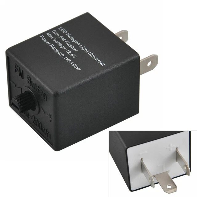 3 PIN ADJUSTABLE Flasher Rate LED Indicator Relay Car Bike Turn Signal ...