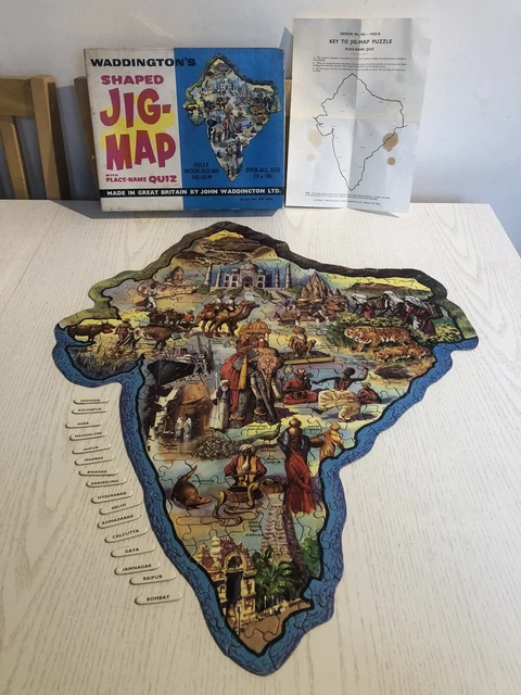 WADDINGTON'S VINTAGE SHAPED Jig-Map - INDIA - complete No.426 jigsaw ...