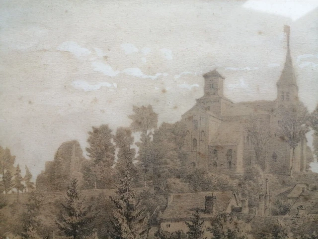 ANCIEN TABLEAU dessin de Jules Nicolas SCHITZ Signé daté 1862 EUR 180 ...