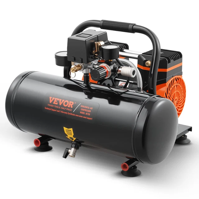 VEVOR COMPRESSEUR D'AIR Compact Portable Sans Huile Réservoir 8 L 860 W ...