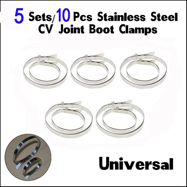 5* CV BOOT Clips Kit Stainless Steel Axle +5* CV Joint Crimp Clamp ...