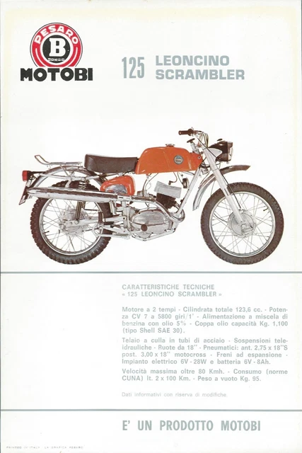 MOTOBI PESARO - Volantino (Sheet) "125 Leoncino Cross" 49 cc ...