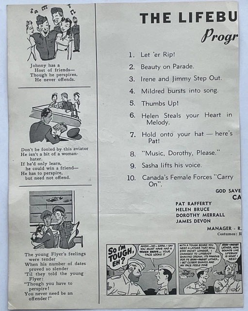 LIFEBUOY FOLLIES WW2 Program Autographed Front Page | #1 M Depot RCAF ...