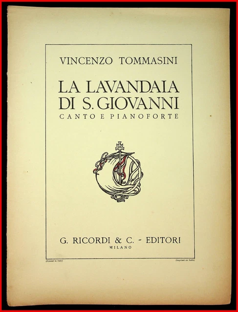 SPARTITO D'EPOCA LA Lavandaia di San Giovanni Vincenzo Tommasini 1940 ...