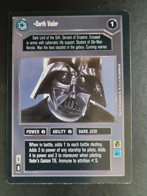 DARTH VADER PREMIERE Limited Star Wars CCG (SWCCG) Single Card ...