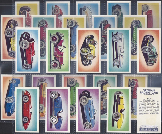 AMARAN (TEA)-FULL SET- Veteran Racing Cars 1965 (25 Cards) Excellent ...