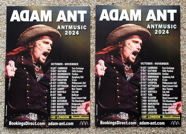 2 FLYERS - Adam Ant ( Adam And The Ants ) - Antmusic 2024 - UK Tour - £ ...