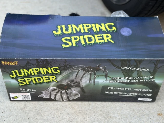 RARE 2011 SPIRIT Halloween Black Jumping Spider Prop w Original Box £62 ...