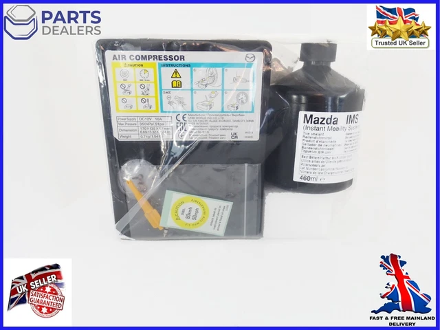 GENUINE MAZDA TYRE Puncture Repair Kit Pump Inflator Sealant Glue ...