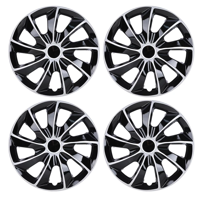 16& 4 WHEEL Covers Full Rim Hub Caps Fit R16 Tire & Steel Wheels Black ...