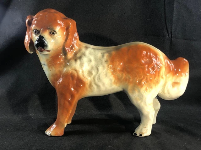 GOOD ANTIQUE BO'NESS Scotland / Staffordshire Pottery Standing Dog ...