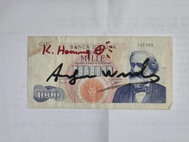 BANCONOTA 1.000 LIRE RaraKeith haring E Andy Warhol firma a mano Con Certificat EUR 400,00 ...