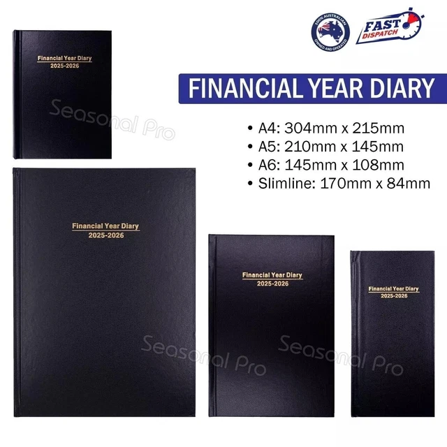 2025 2026 FINANCIAL Year Diary Hard Cover Week To View / Day To View A4 ...